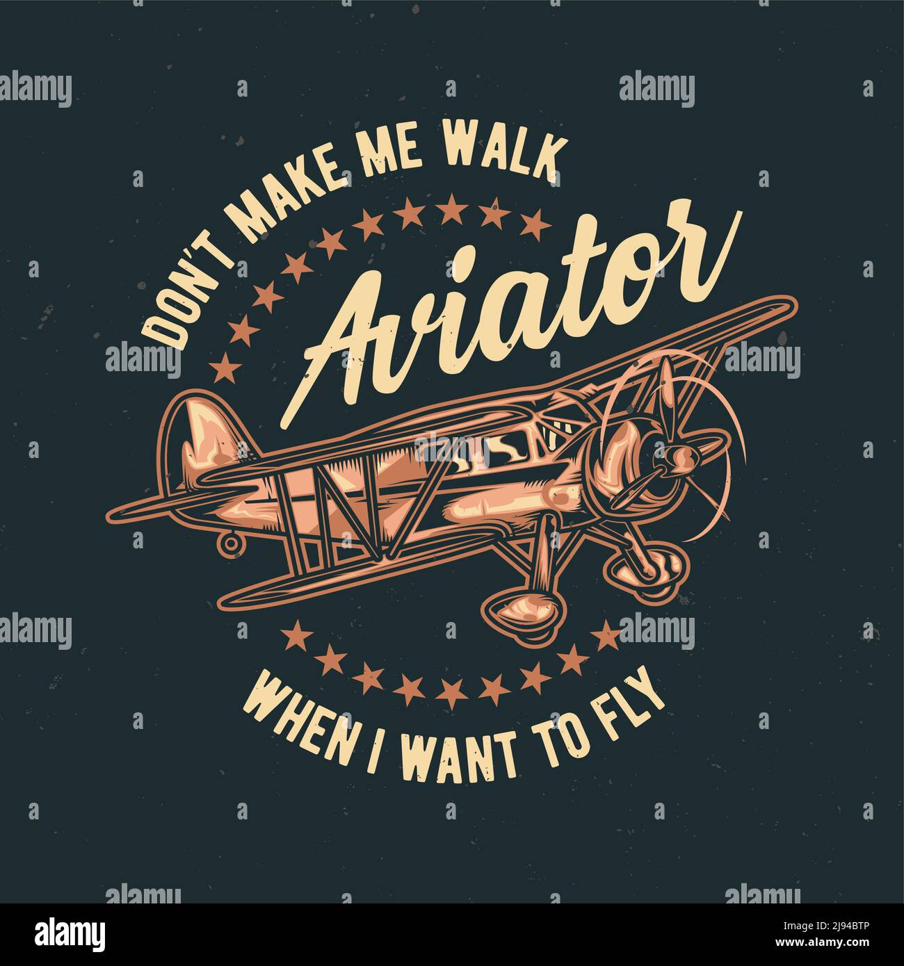 T-shirt or poster design with illustration of vintage airplane Stock ...