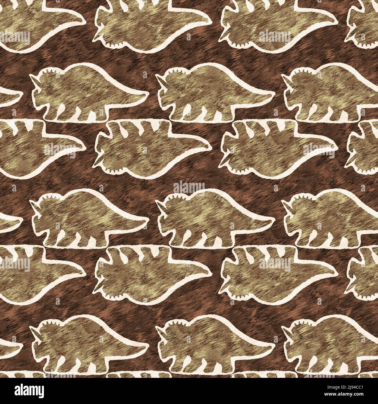 Hand drawn triceratops dinosaur seamless pattern. Gender Neutral ...