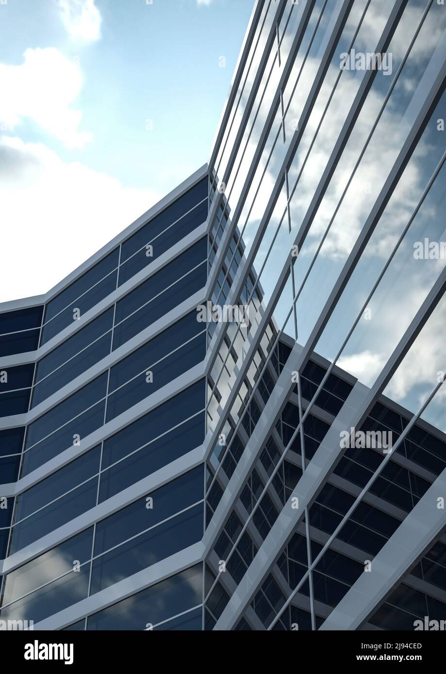 Glass mirror of the facade of buildings. 3D render Stock Photo - Alamy