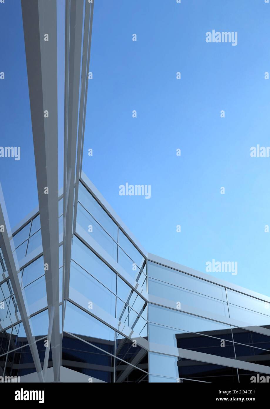 Glass mirror of the facade of buildings. 3D render Stock Photo - Alamy