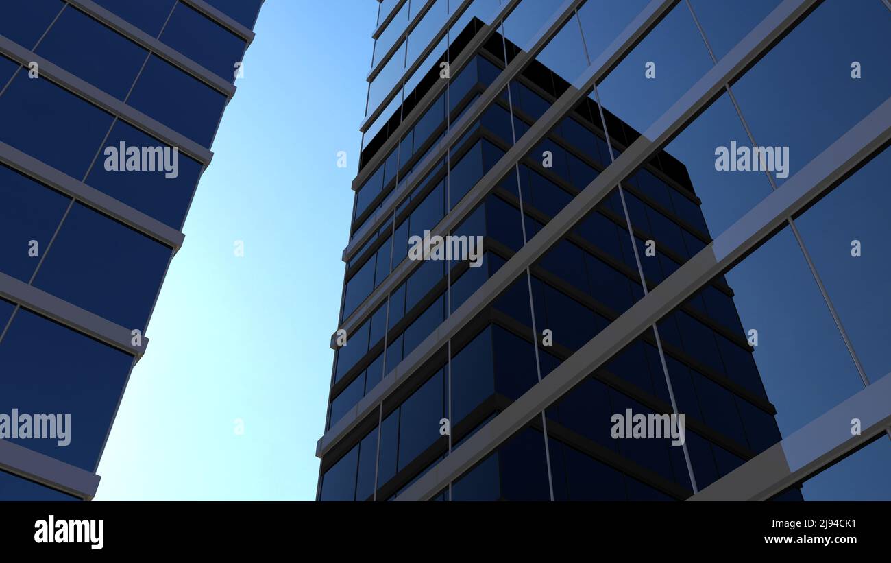 Glass mirror of the facade of buildings. 3D render Stock Photo - Alamy