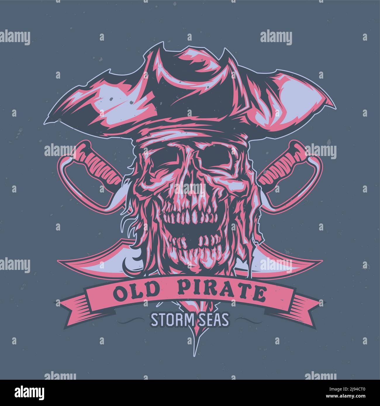 T-shirt or poster design with illustrated dead pirate in hat Stock ...