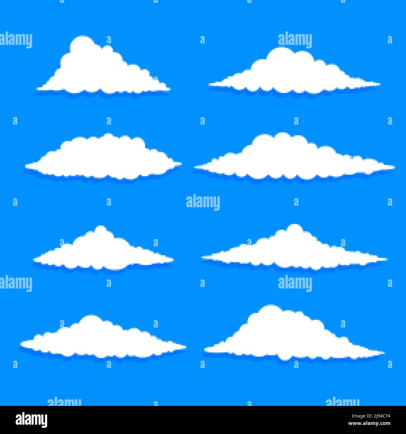 different shape white clouds set in blue background Stock Vector Image ...