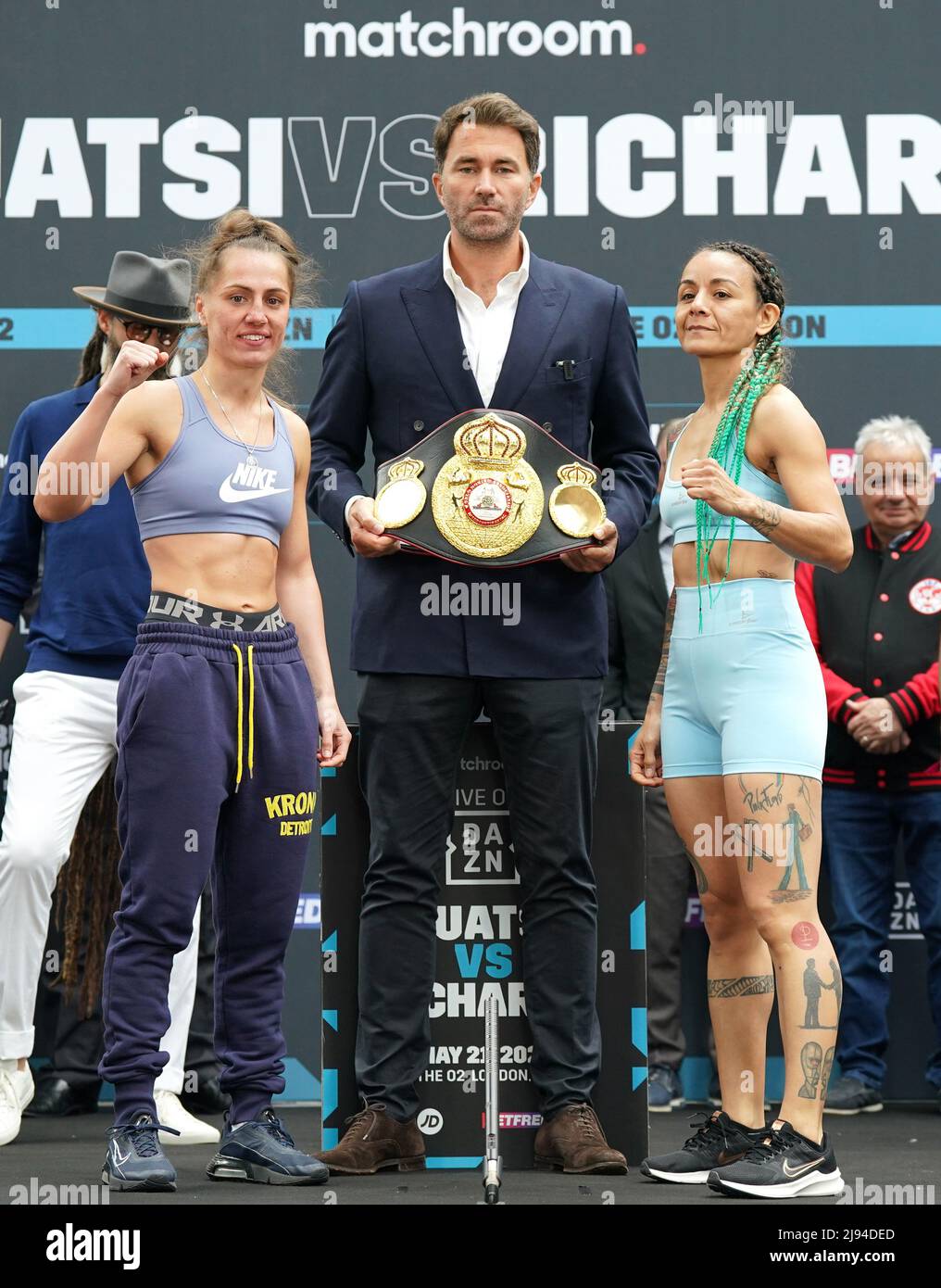 Ellie Scotney, Eddie Hearn and Maria Cecilia Roman (left-right) during ...