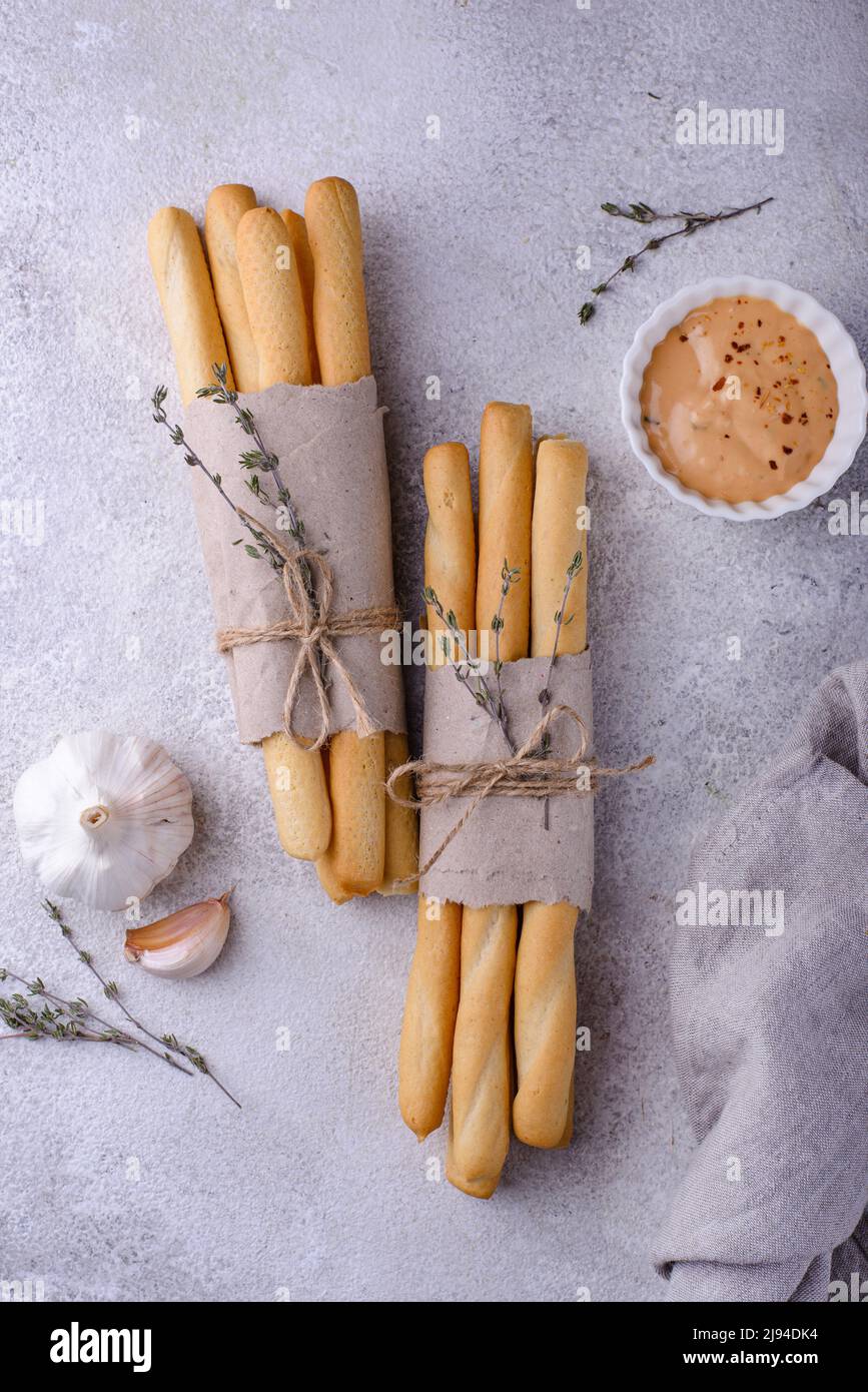 Italian grissini, traditional appetizer breadstick Stock Photo - Alamy