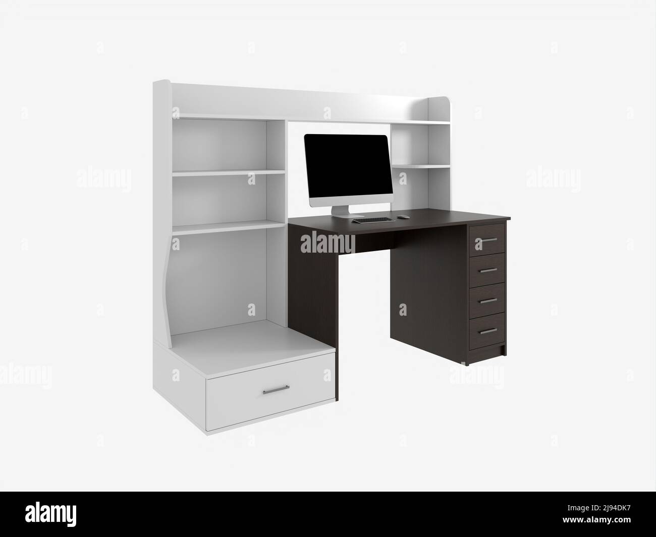 3d rendering of a desktop with a computer Stock Photo - Alamy