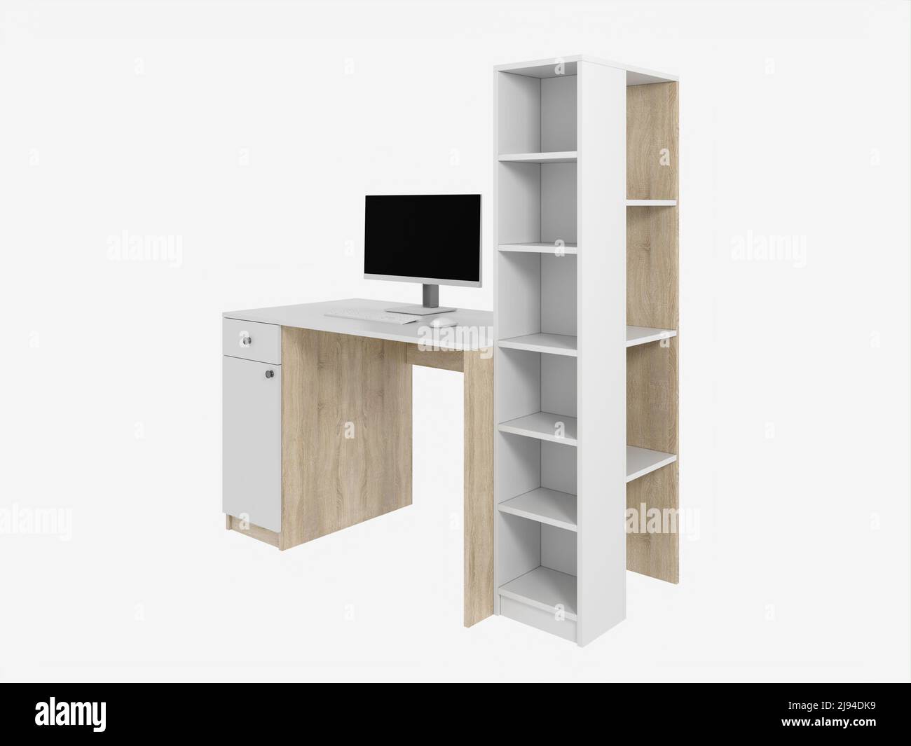 3d rendering of a desktop with a computer Stock Photo - Alamy