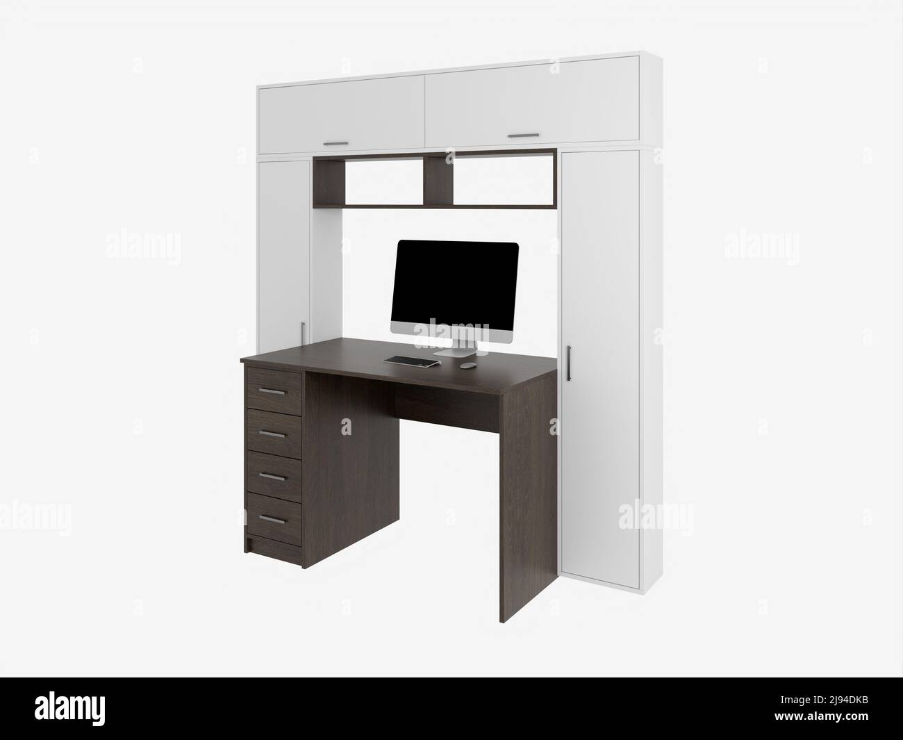 3d rendering of a desktop with a computer Stock Photo - Alamy