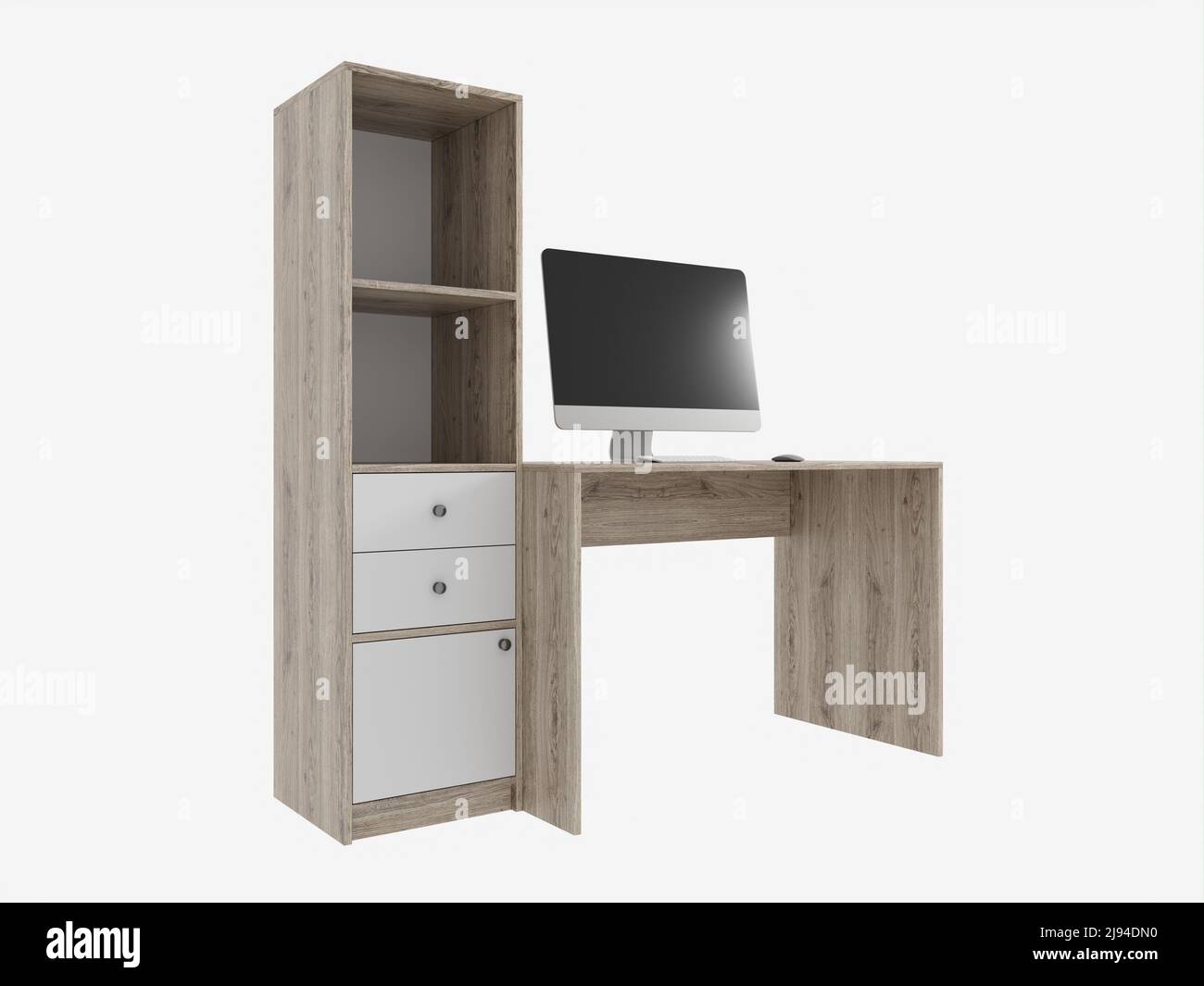 3d rendering of a desktop with a computer Stock Photo - Alamy