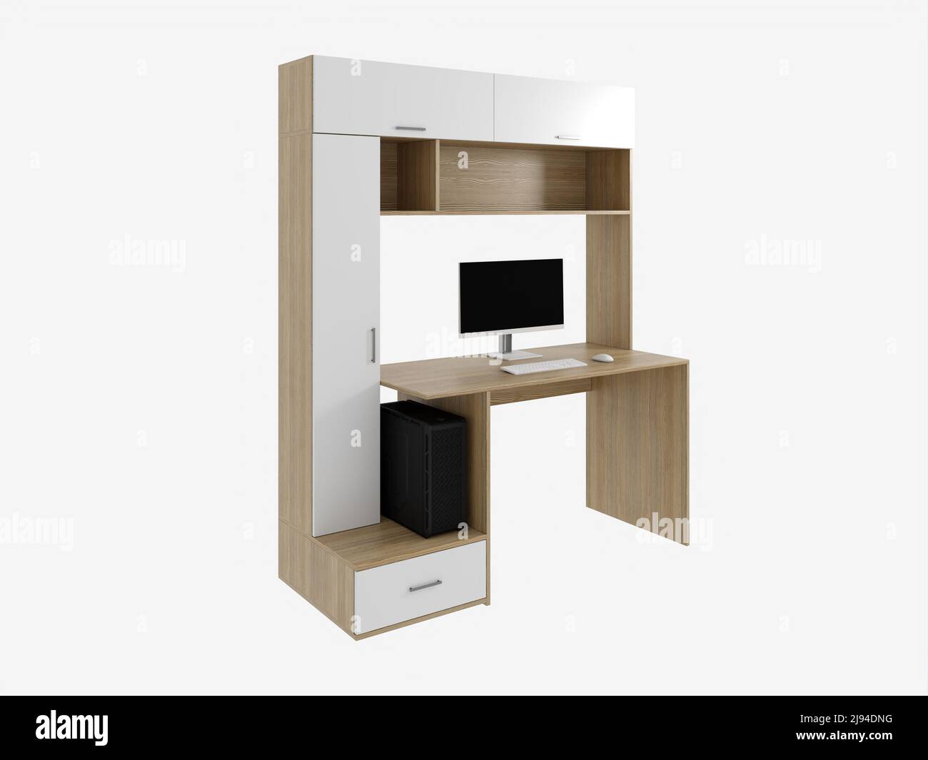 3d rendering of a desktop with a computer Stock Photo - Alamy