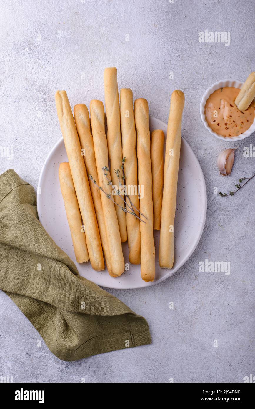 Italian grissini, traditional appetizer breadstick Stock Photo - Alamy