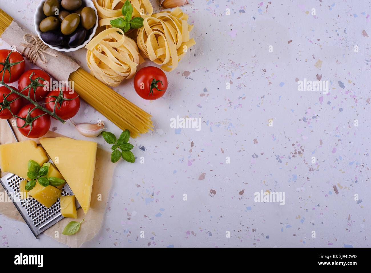 Italian food cooking background with pasta Stock Photo - Alamy