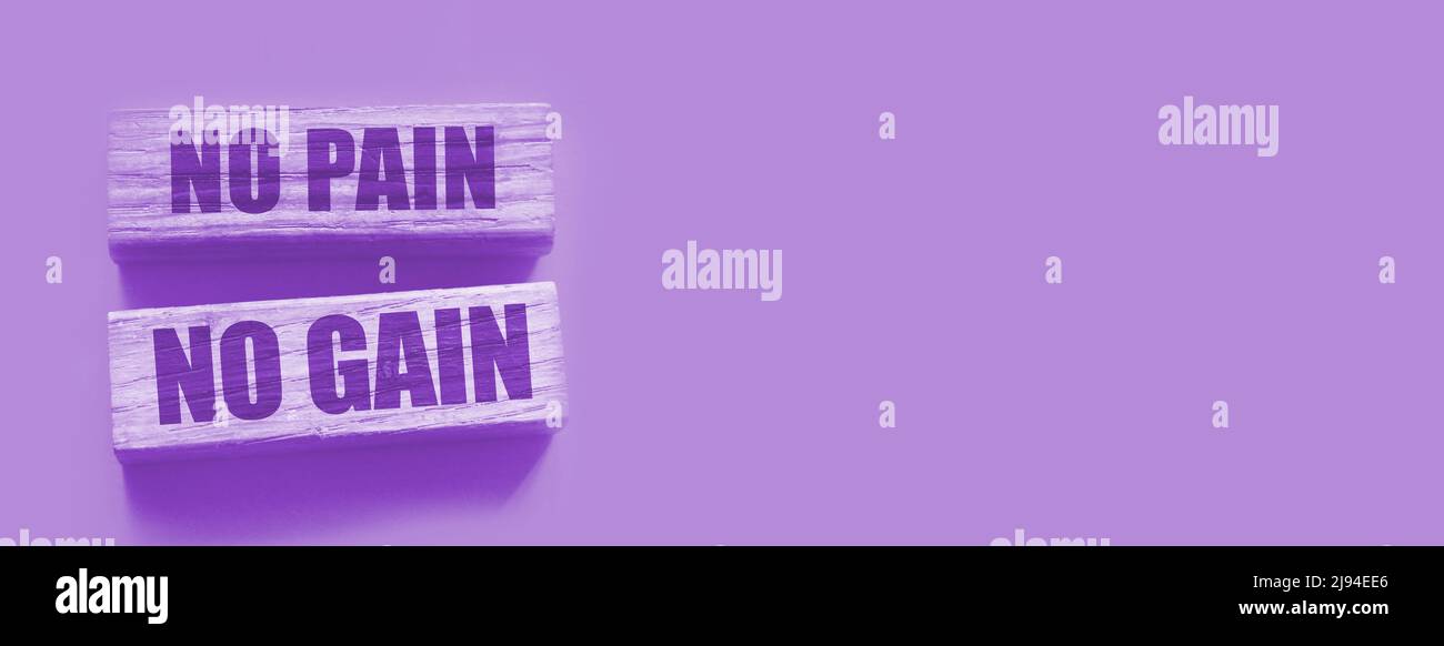 No Pain No Gain message written with wooden blocks on yellow. Business ...