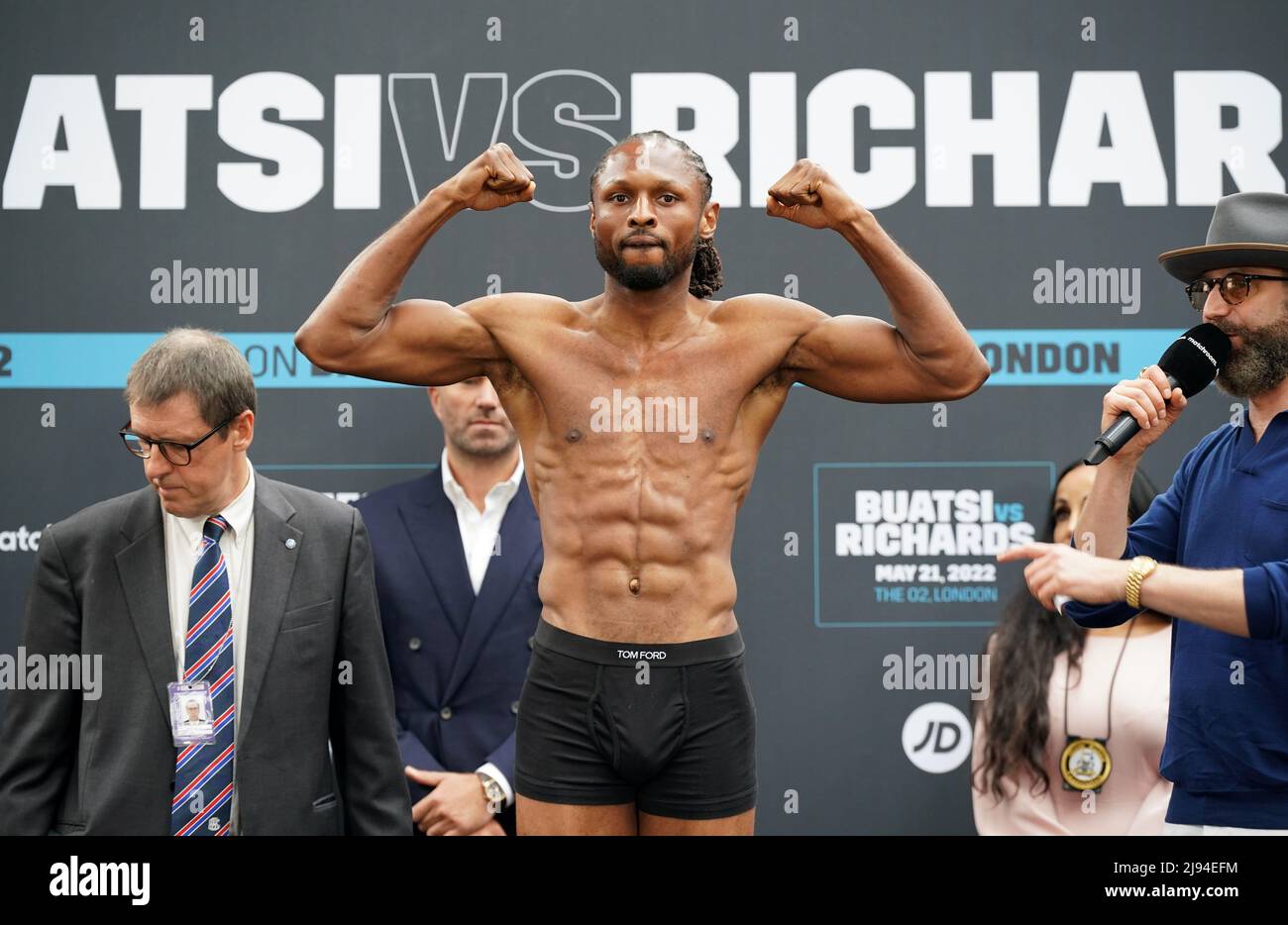 Craig Richards during a public weigh-in at the Old Spitalfields Market ...