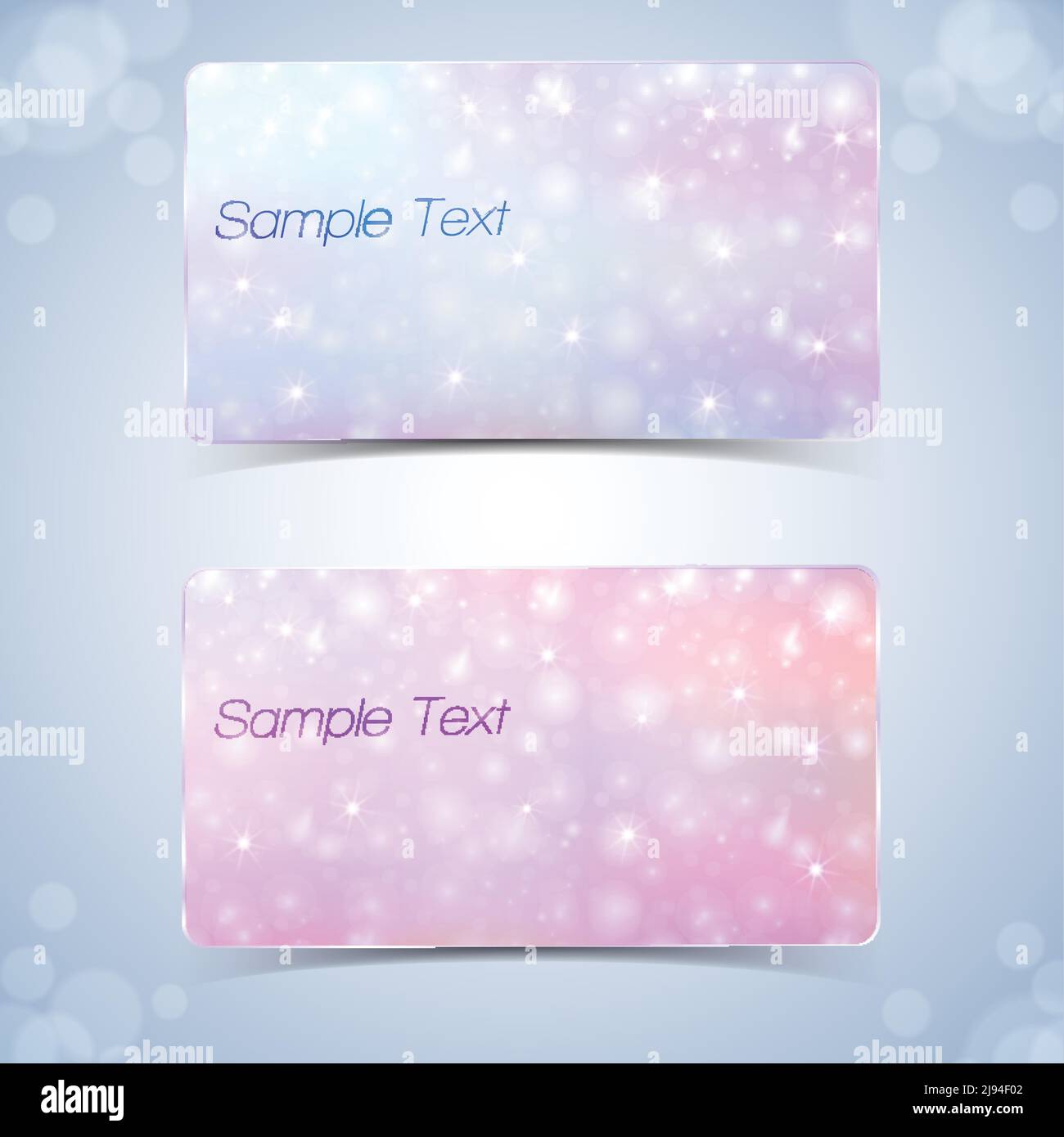 Set of gift cards with sparks pattern on light blue background isolated ...