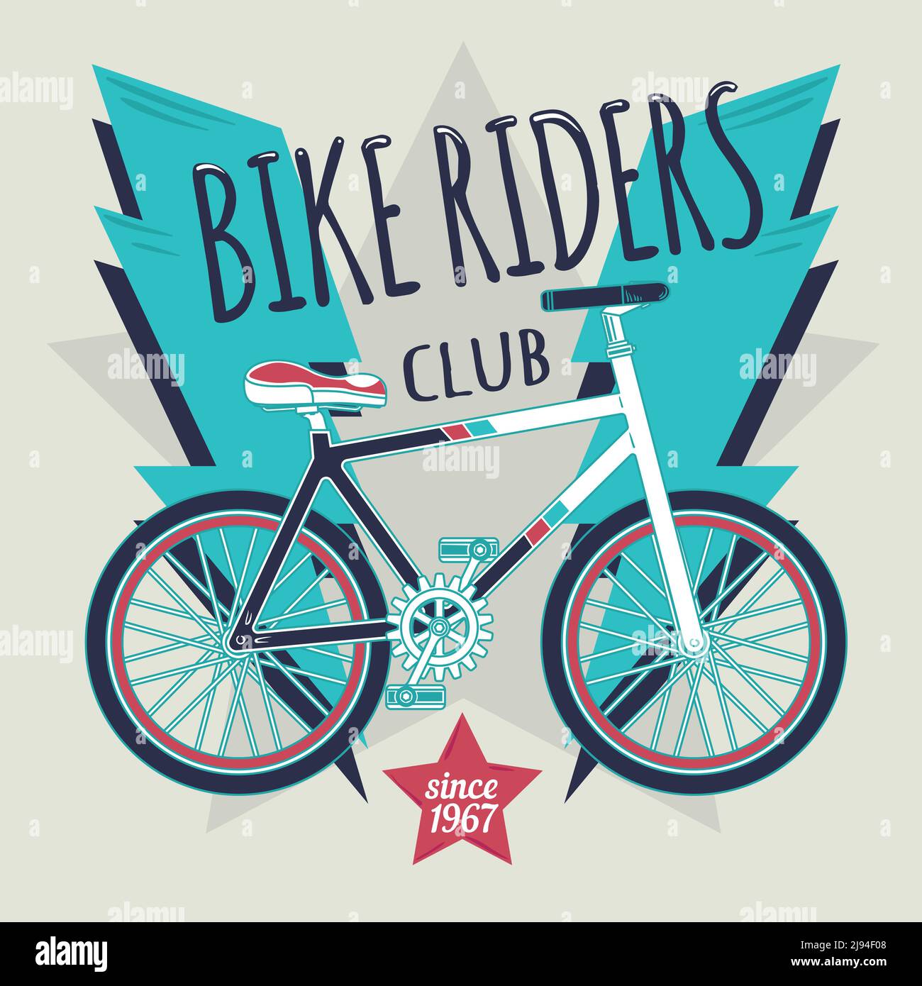 T-shirt or poster design with illustration of bicycle with lightning ...