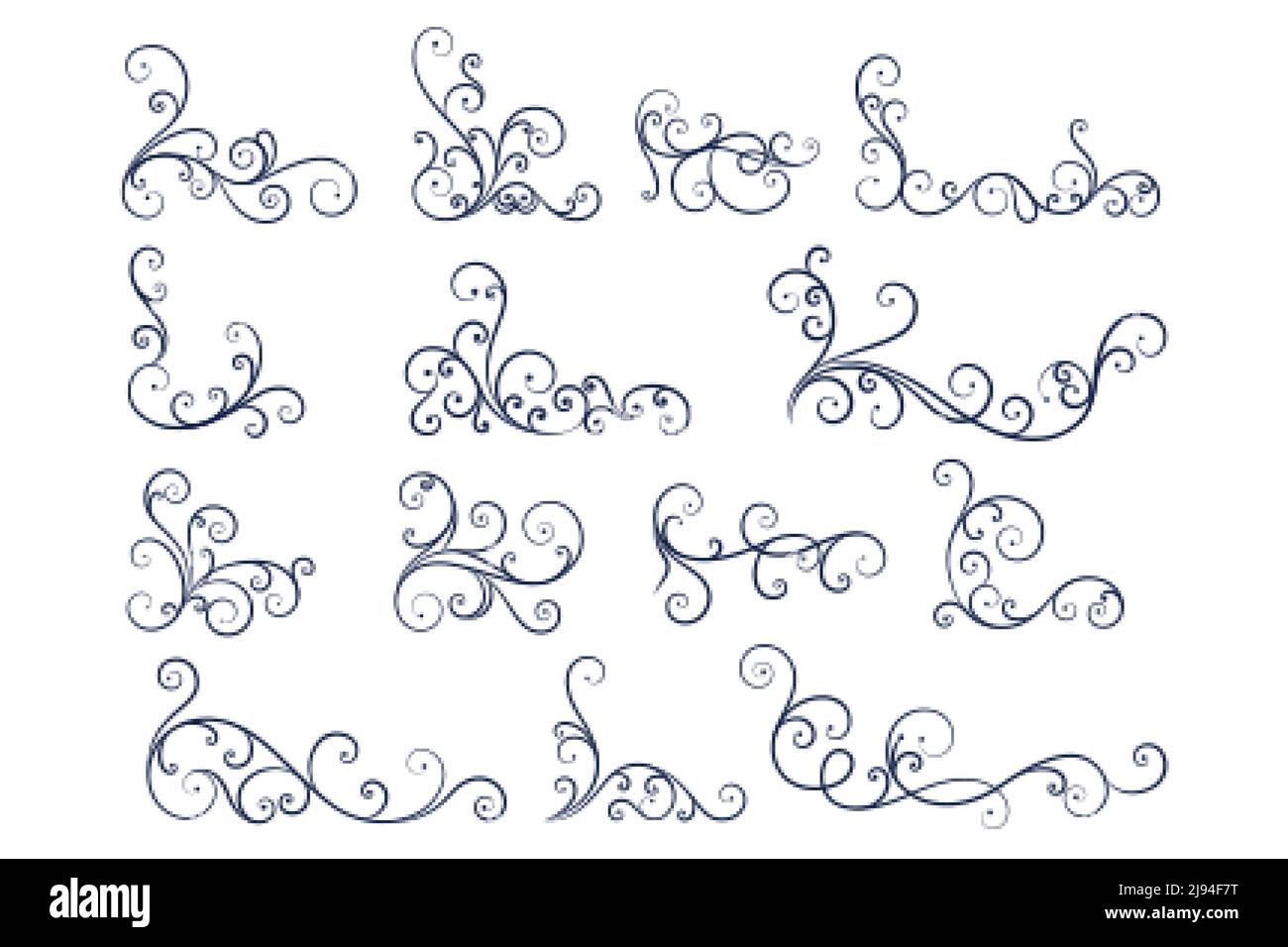 hand drawn line floral decoration collection design Stock Vector Image ...