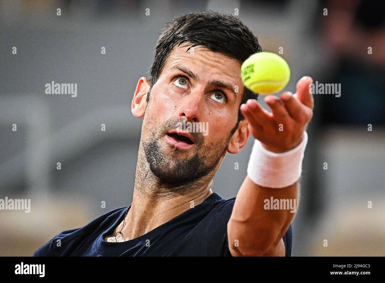 Novak DJOKOVIC of Serbia during a training session of Roland-Garros ...