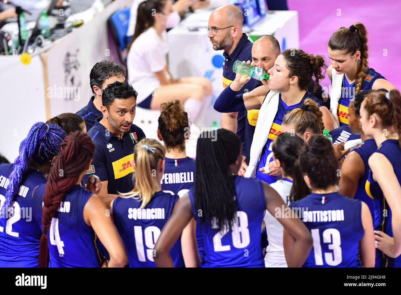 Florence, Italy. 19th May, 2022. Time-out Italy during Test Match ...