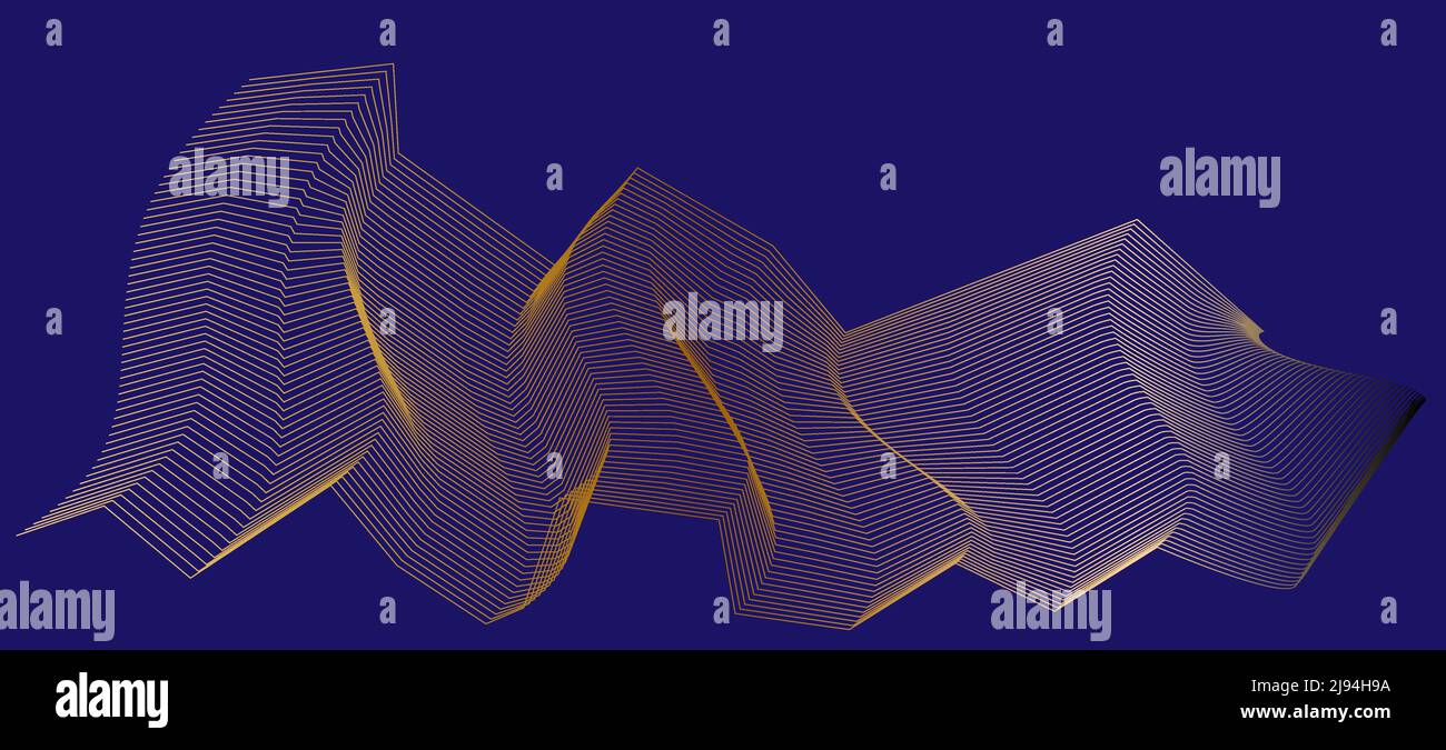 Abstract golden wire on a dark blue background, vector illustration ...
