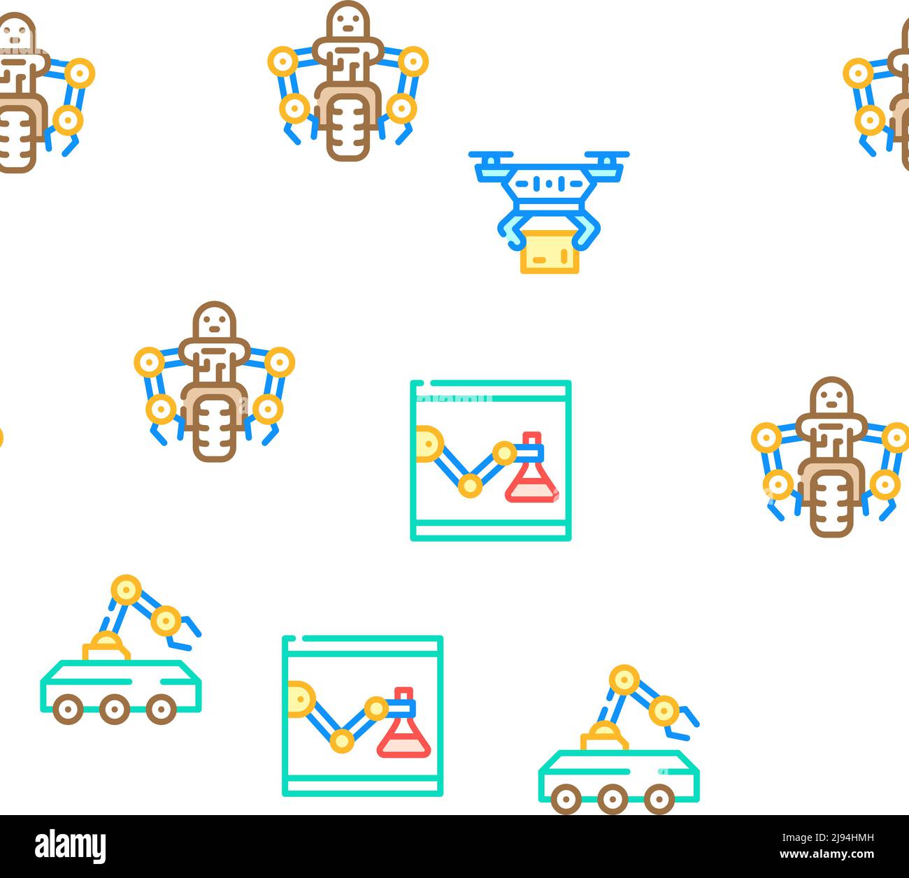 Robot Future Electronic Equipment Icons Set Vector Stock Vector Image ...