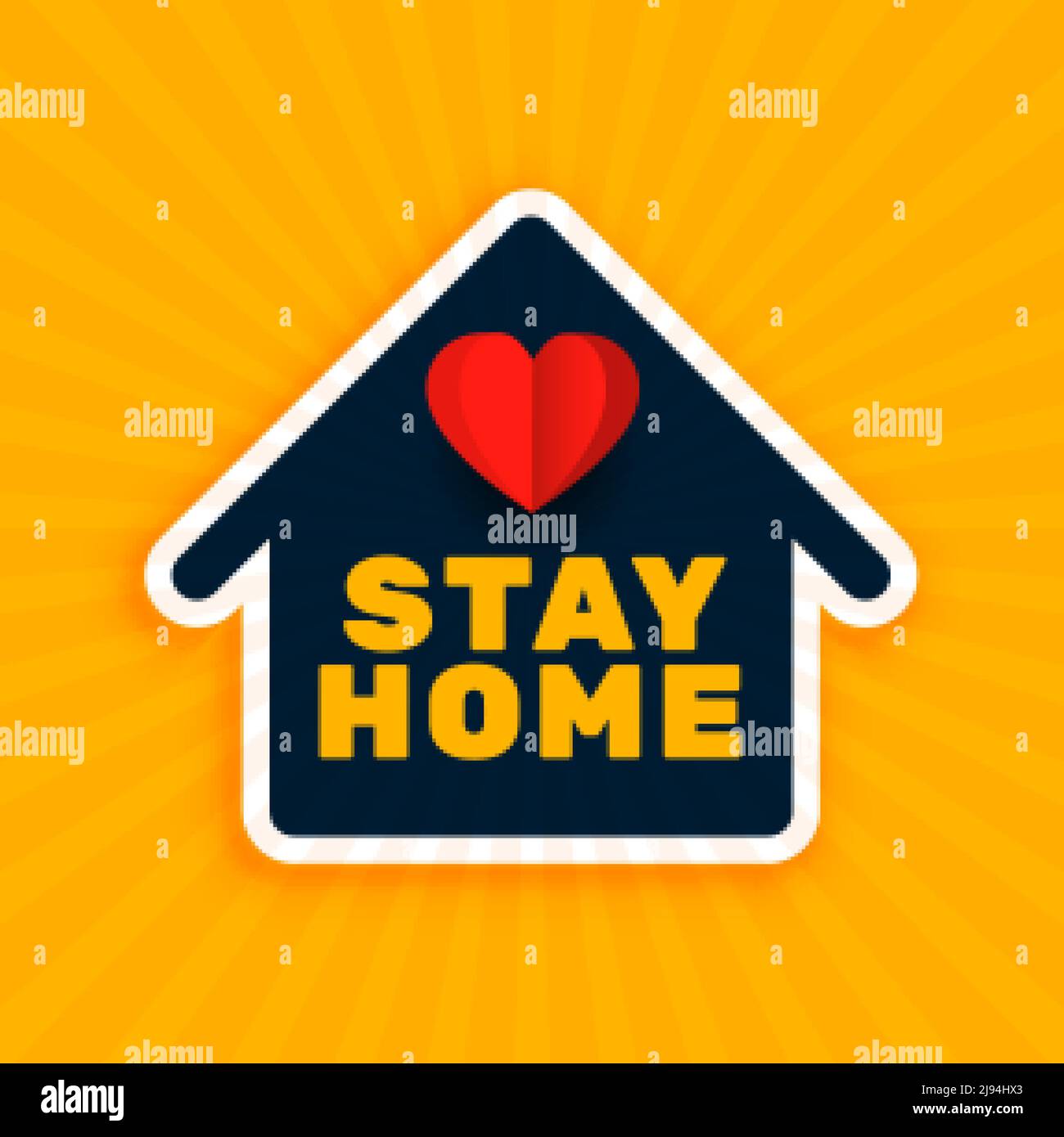 stay home background with house and heart symbol Stock Vector Image ...