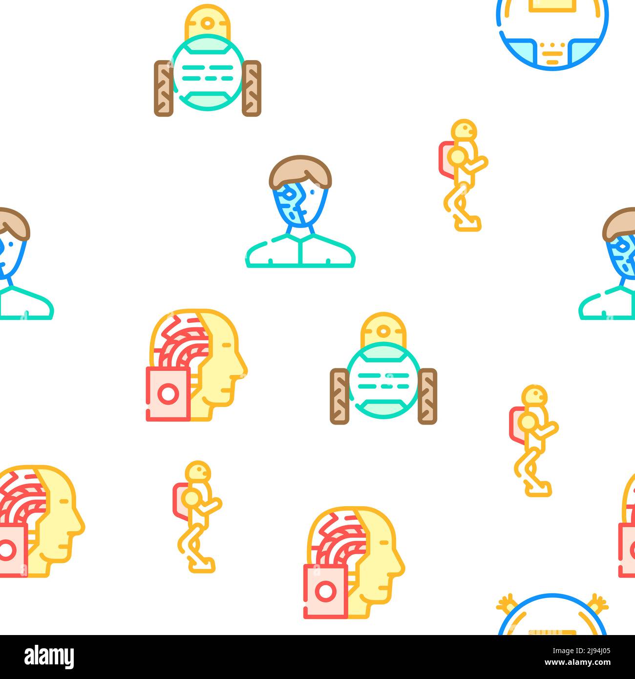 Robot Future Electronic Equipment Icons Set Vector Stock Vector Image ...