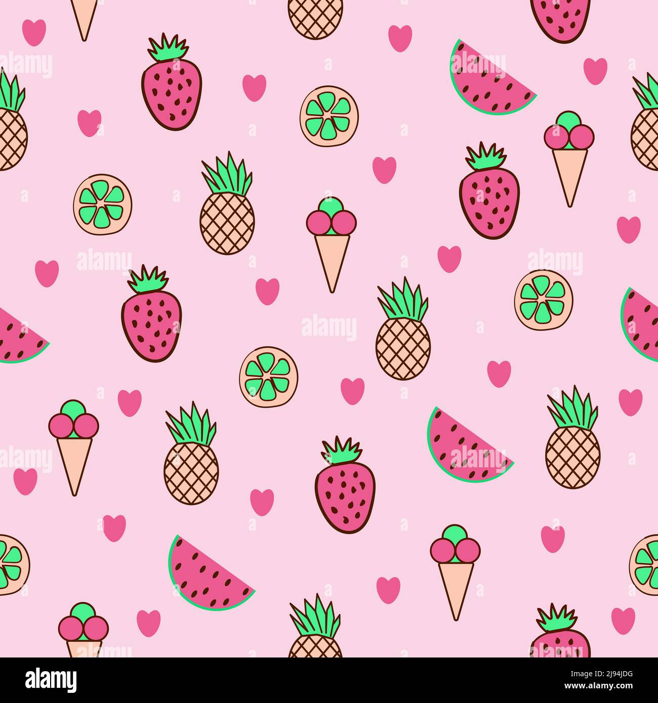 Summer food, bright seamless pattern Stock Vector Image & Art - Alamy