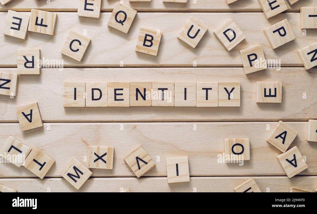 Word Identity made with letter blocks on wooden background Stock Photo ...