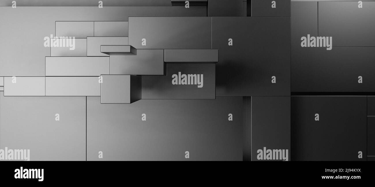 Abstract Metallic 3D Blocks Cubes Three Dimensional Stock Photo - Alamy