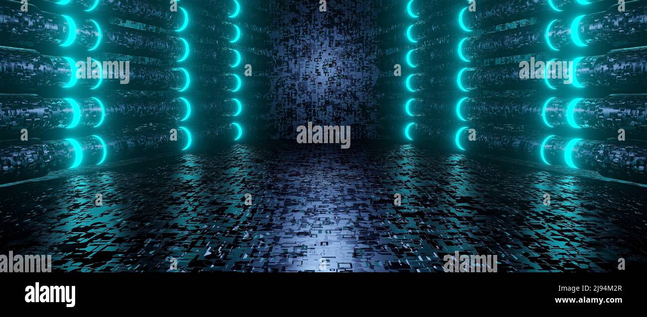 Empty Grunge Basement Underground Hall Light Blue Banner Background ...