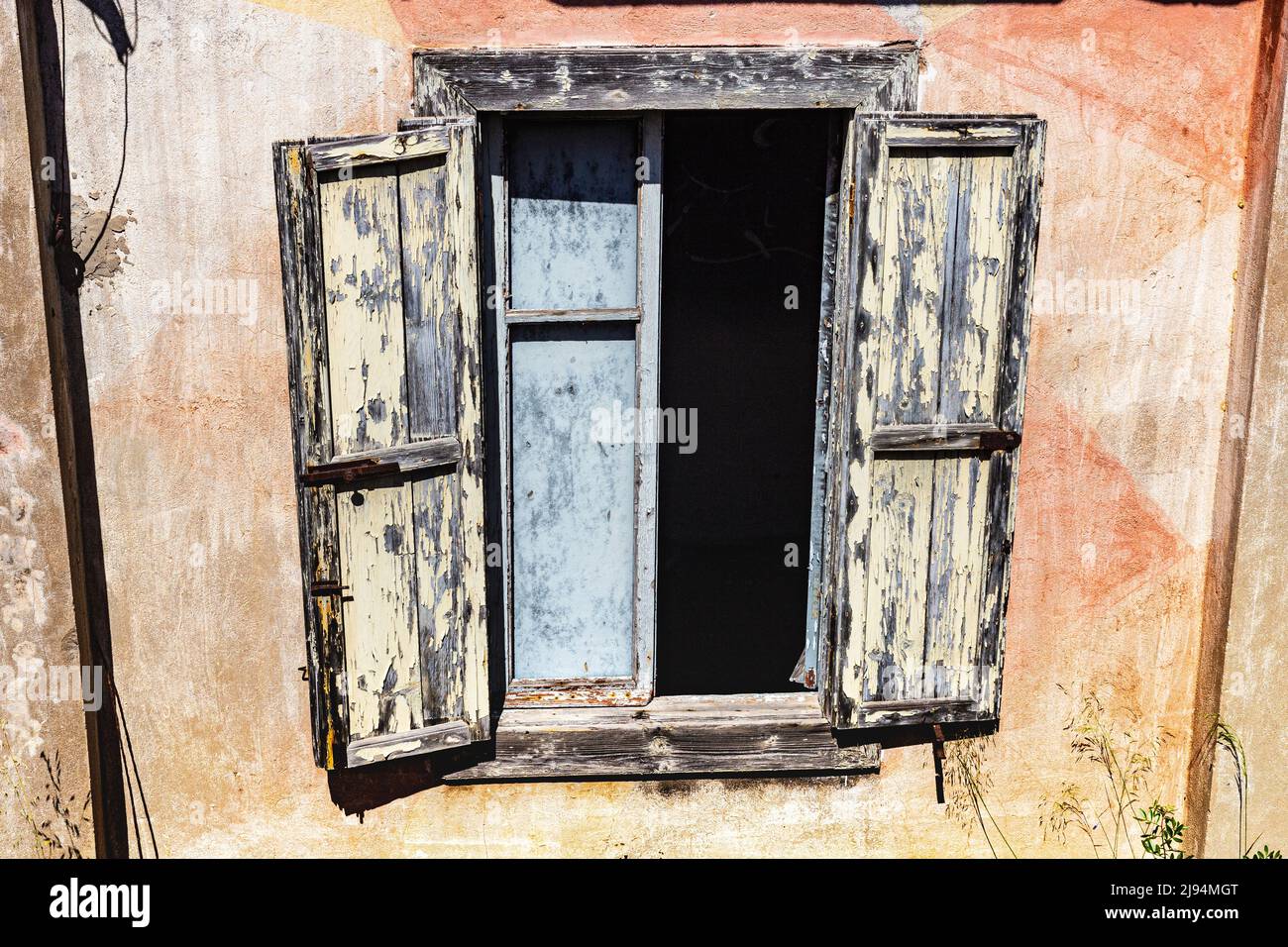 Exterior Window and Bleached Wooden Shutter Detail at Batteria ...