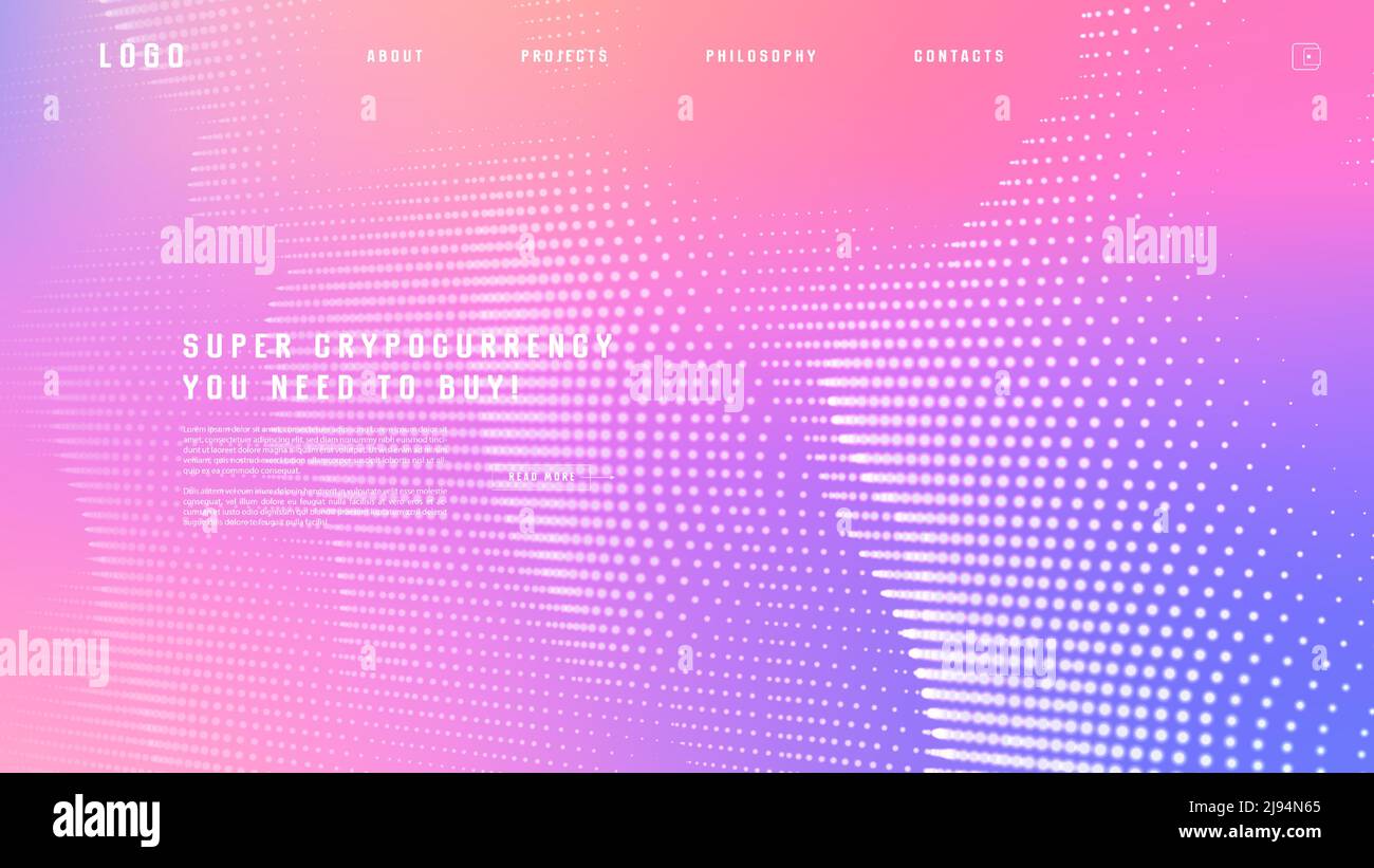 Landing page abstract design with particle tunnel. Colorful template ...