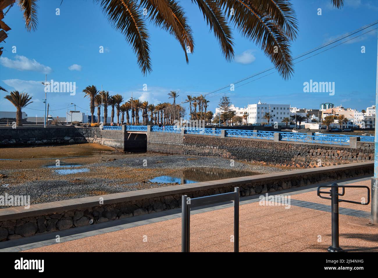 Seafront of Arrecife spanish town. Charco de san Gines. Lanzarote ...