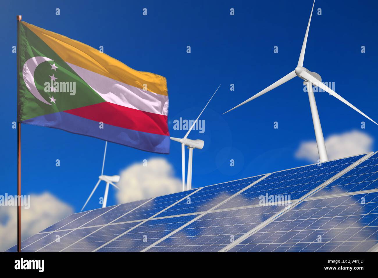 Comoros renewable energy, wind and solar energy concept with wind ...