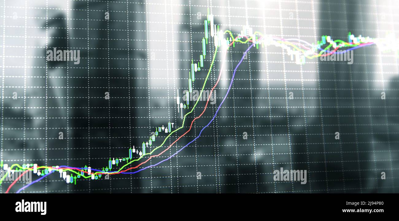 Financial growth graph. Sales increase on Modern City Background Stock ...