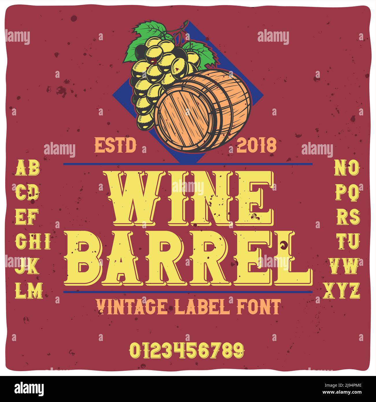Original label typeface named "Wine Barrel". Good handcrafted font for ...