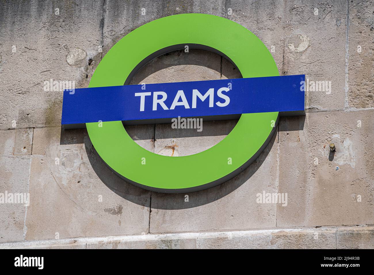 20 May 2022. A London Trams sign Stock Photo - Alamy