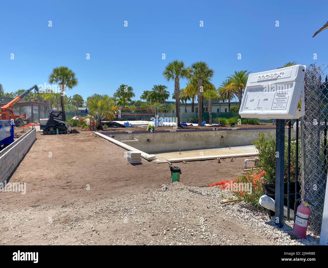 Orlando, FL USA - November 2, 2020: A swimming pool being built in a ...
