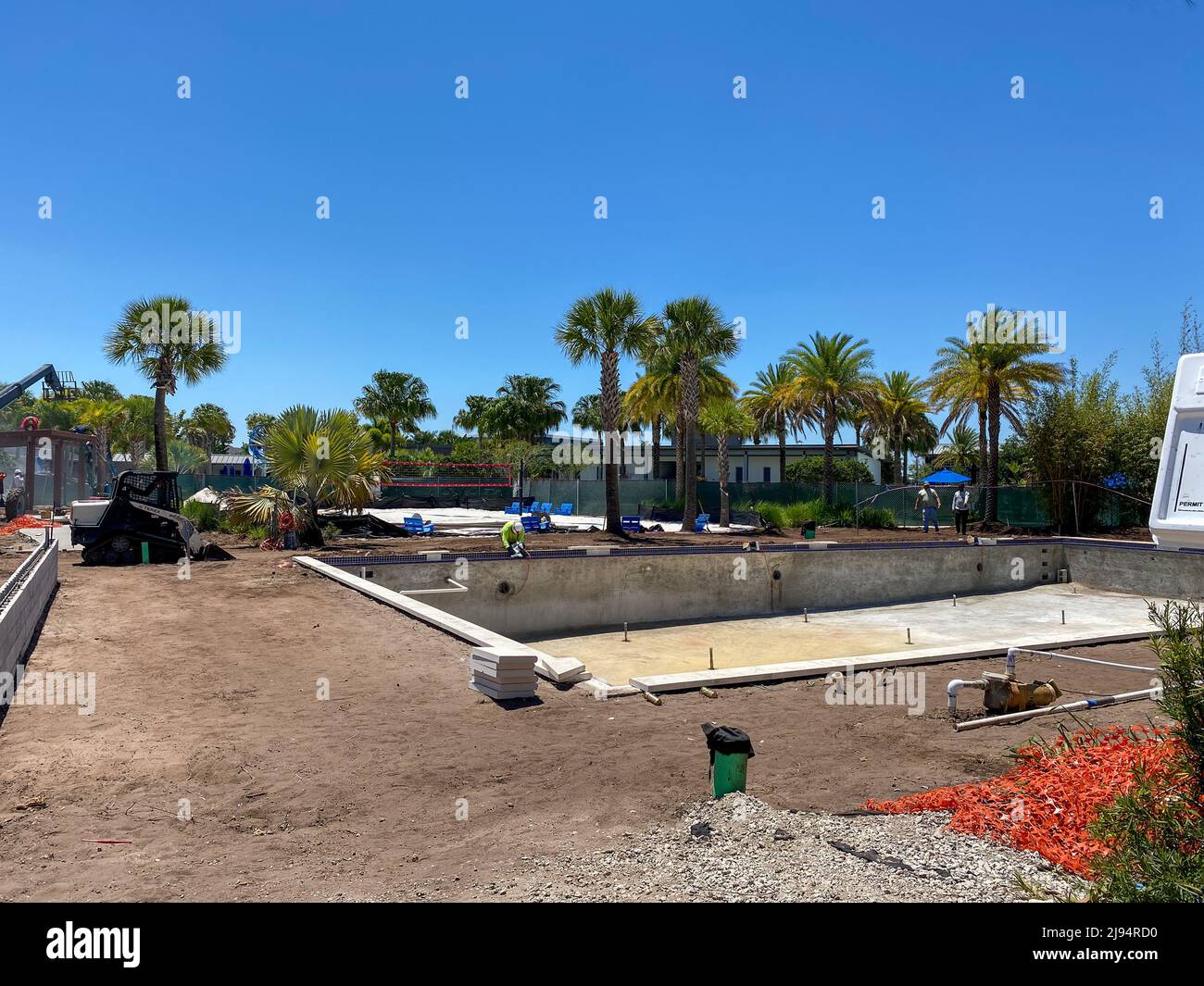 Orlando, FL USA - November 2, 2020: A swimming pool being built in a ...