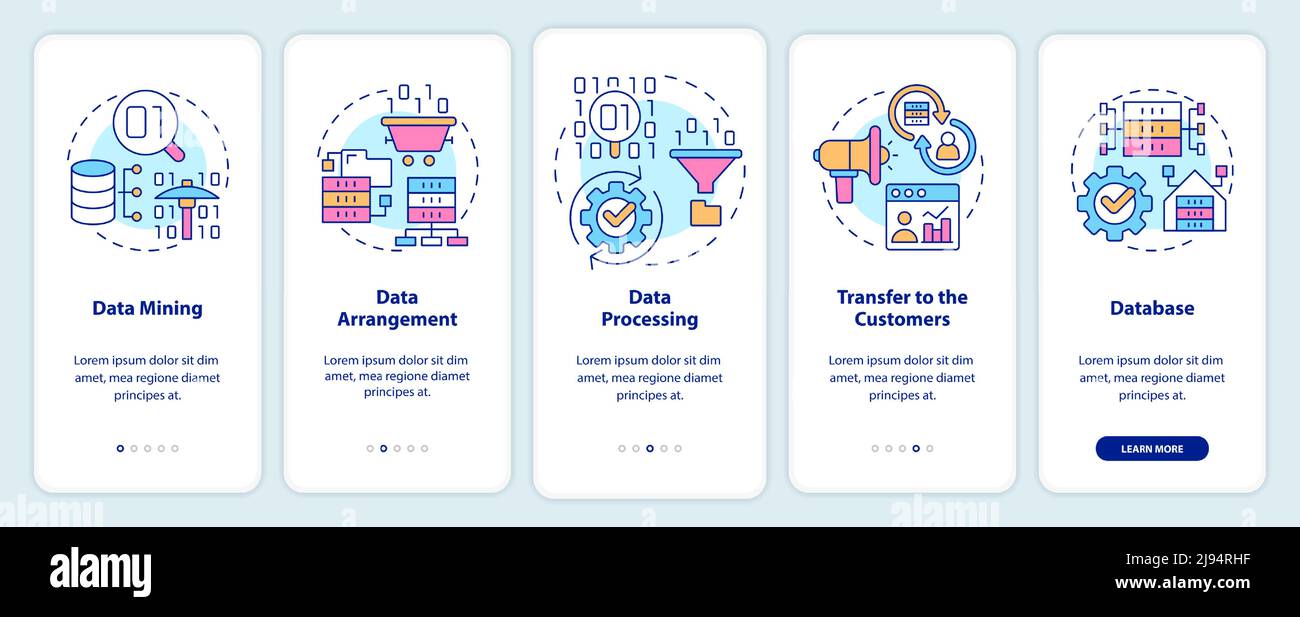 Collecting and processing data onboarding mobile app screen Stock ...