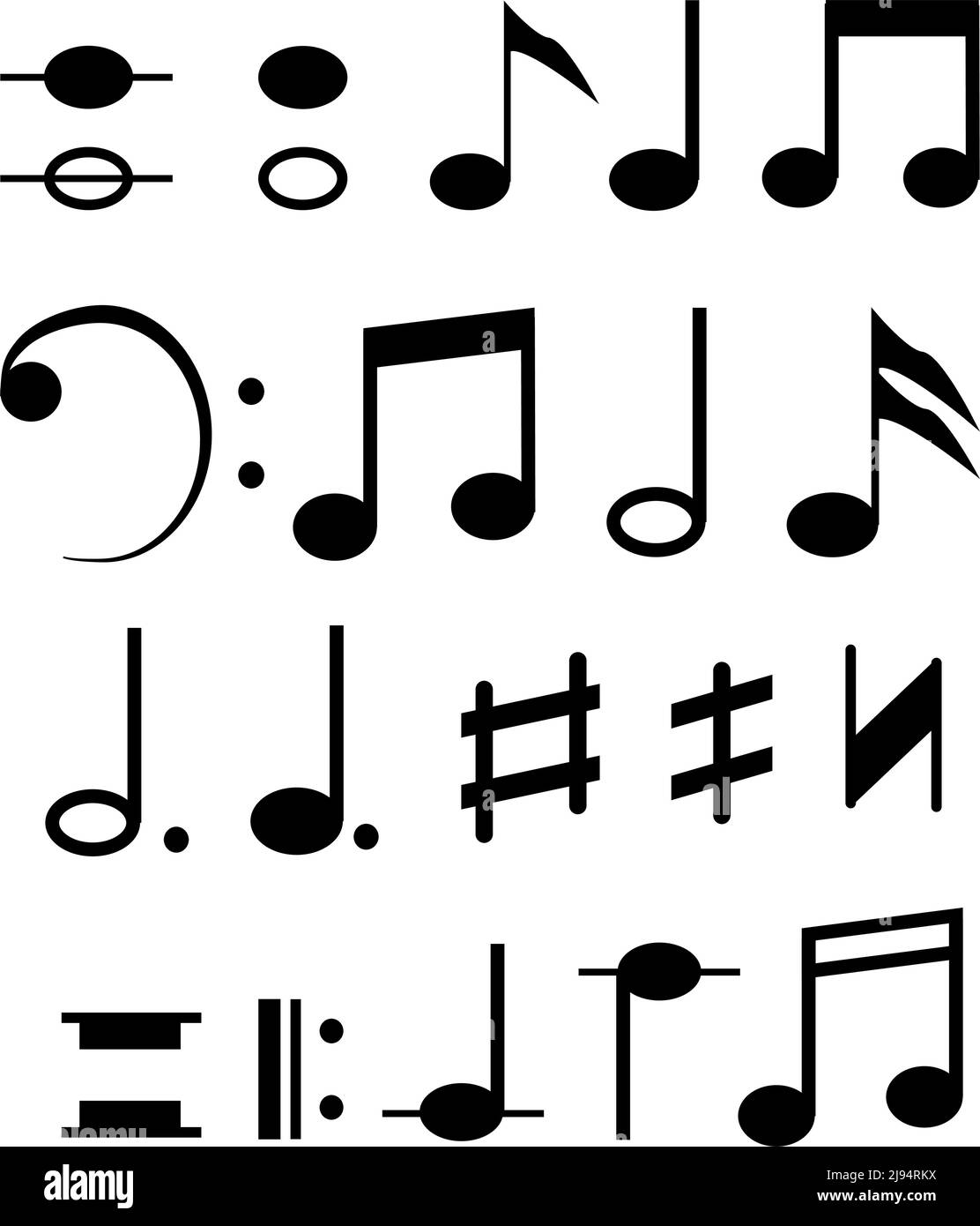 Musical notes icon set for web. Simple icon black line with white ...