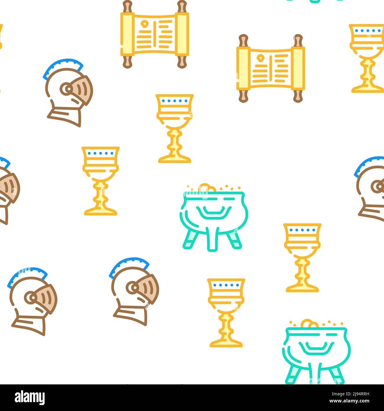 Fairy Tale Story Medieval Book Icons Set Vector Stock Vector Image ...