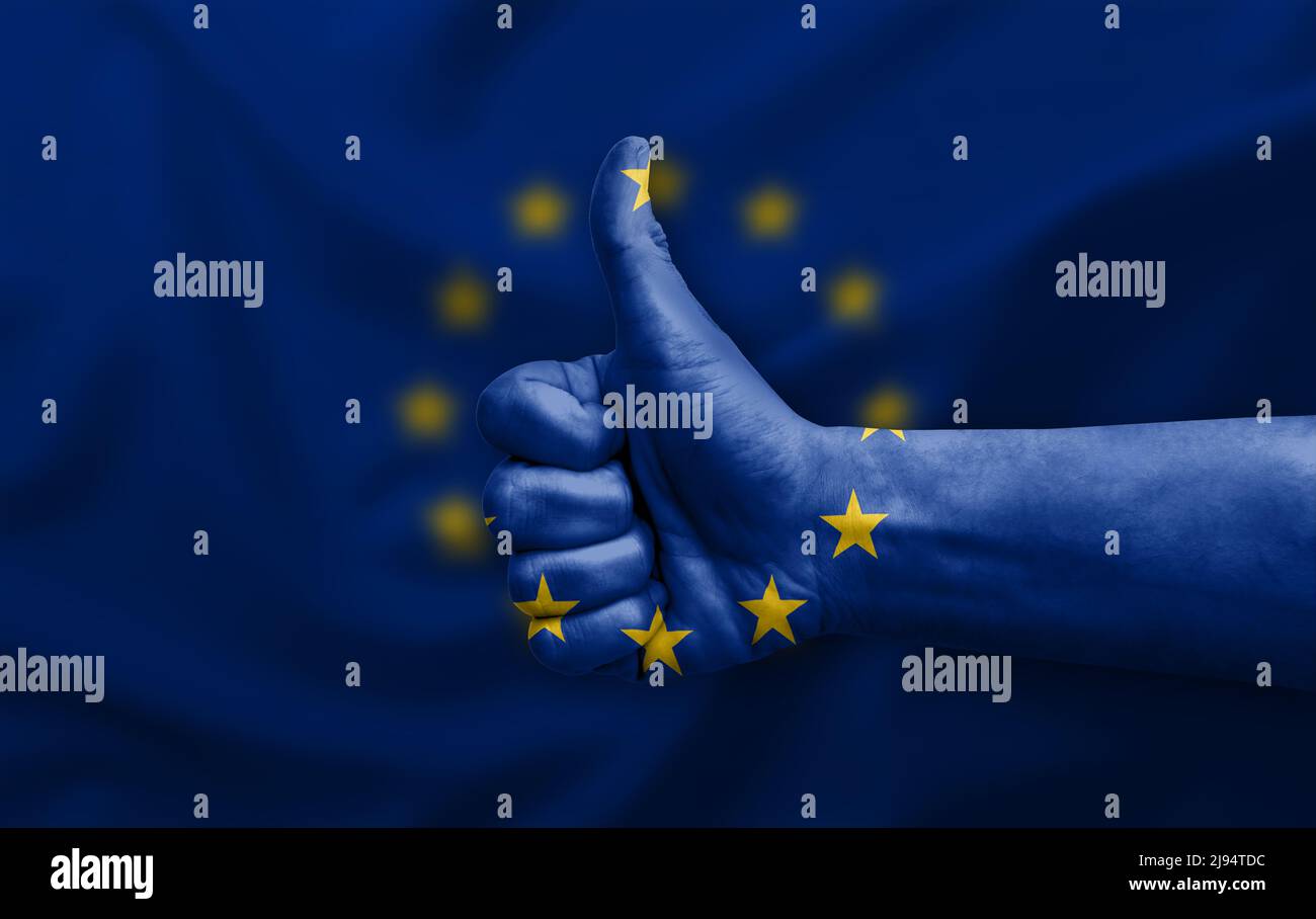 Hand thumbs up union flag hi-res stock photography and images - Alamy