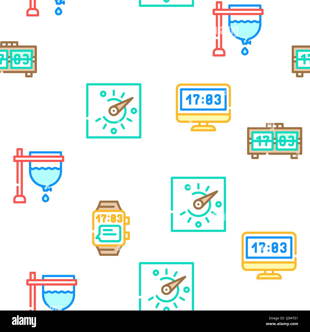 Clock And Watch Time Equipment Icons Set Vector Stock Vector Image ...