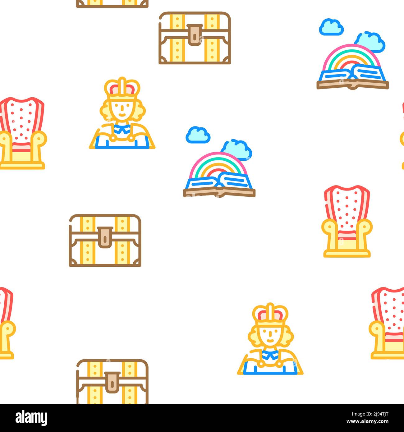 Fairy Tale Story Medieval Book Icons Set Vector Stock Vector Image ...