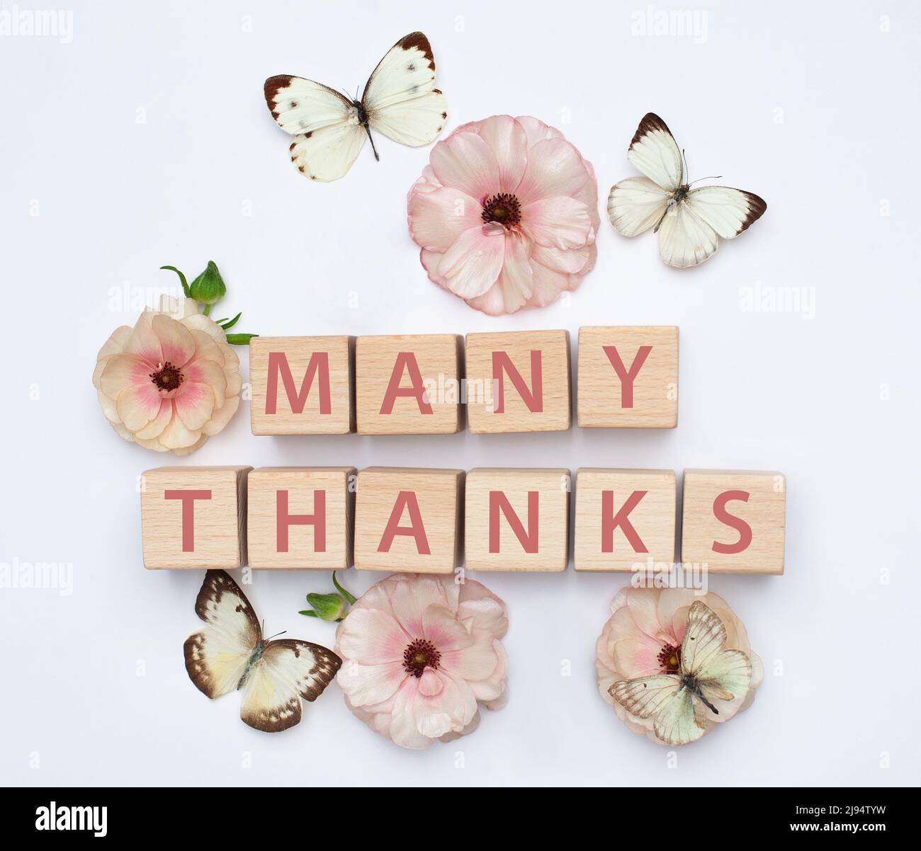 Grateful banner card background with many thanks and flowers Stock ...