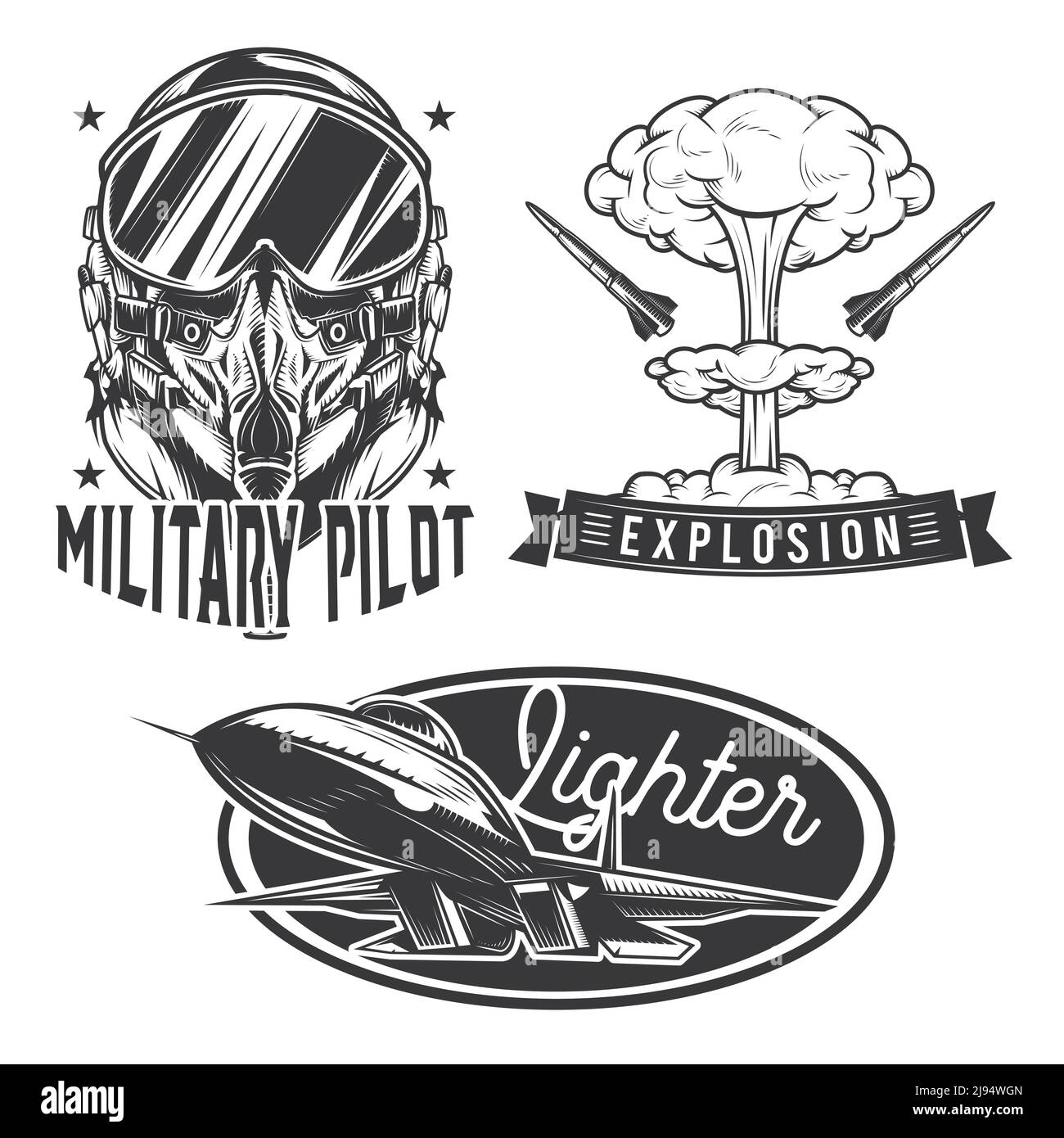 Set of aviation emblems, labels, badges, logos. Isolated on white Stock ...