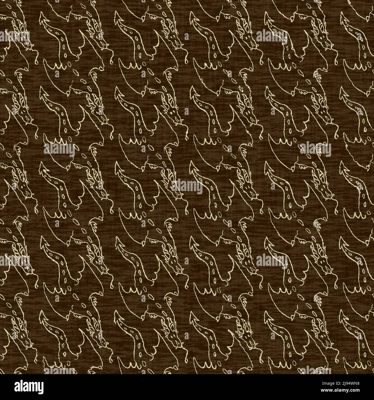 Dragon linen effect texture seamless pattern. Woven mythical beast for ...