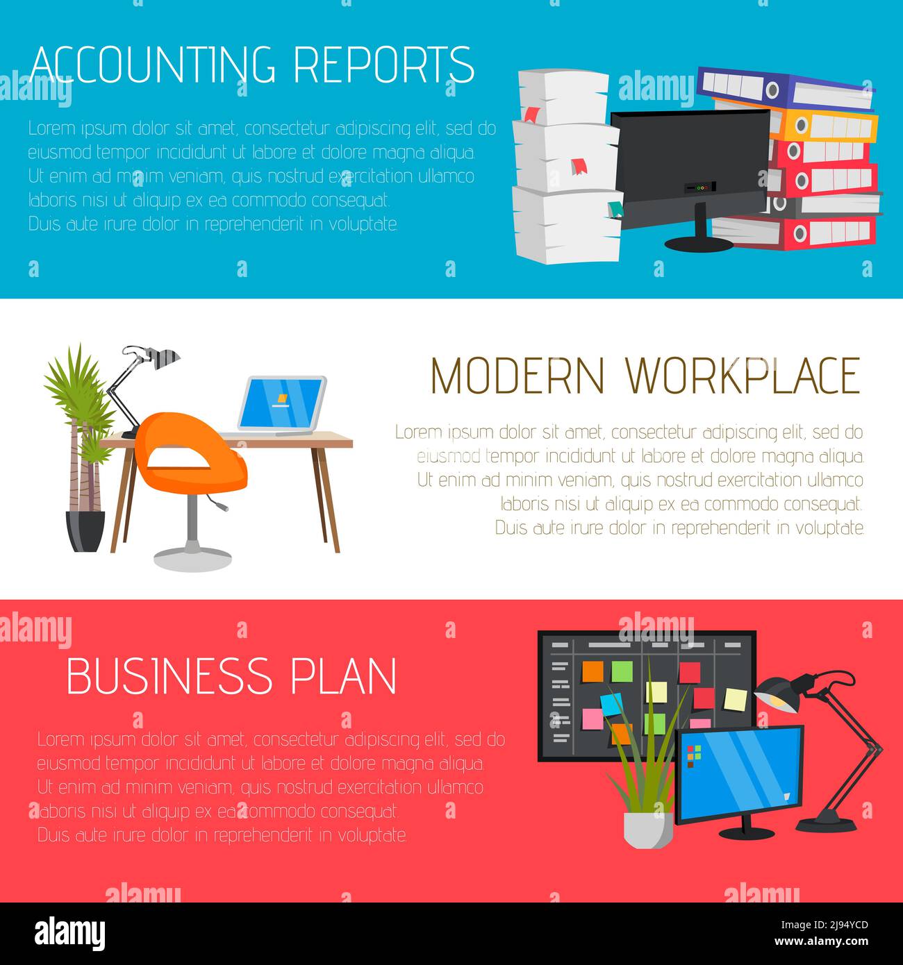 Flat vector camping web banner templates set. Accounting reports ...